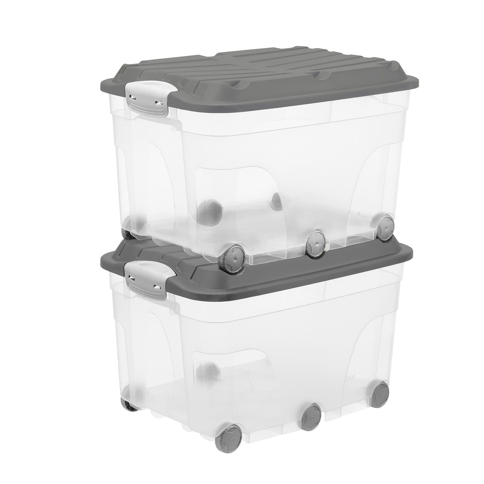 Set of 2 Storage Boxes ROLLER with Wheels and Lid – Rotho Schweiz